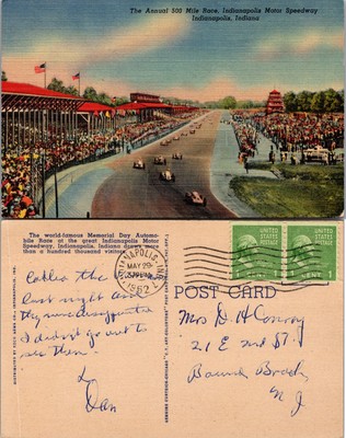 Indianapolis Indiana 500 Mile Race Postcard | eBay