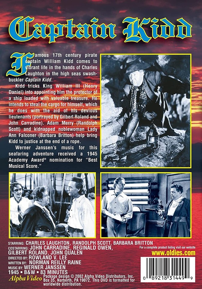 Captain Kidd (DVD) Gilbert Roland John Carradine Charles Laughton ...