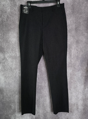Murano Dress Pants Mens 34x30 Black Evan Extra Slim Fit Stretch Dot ...