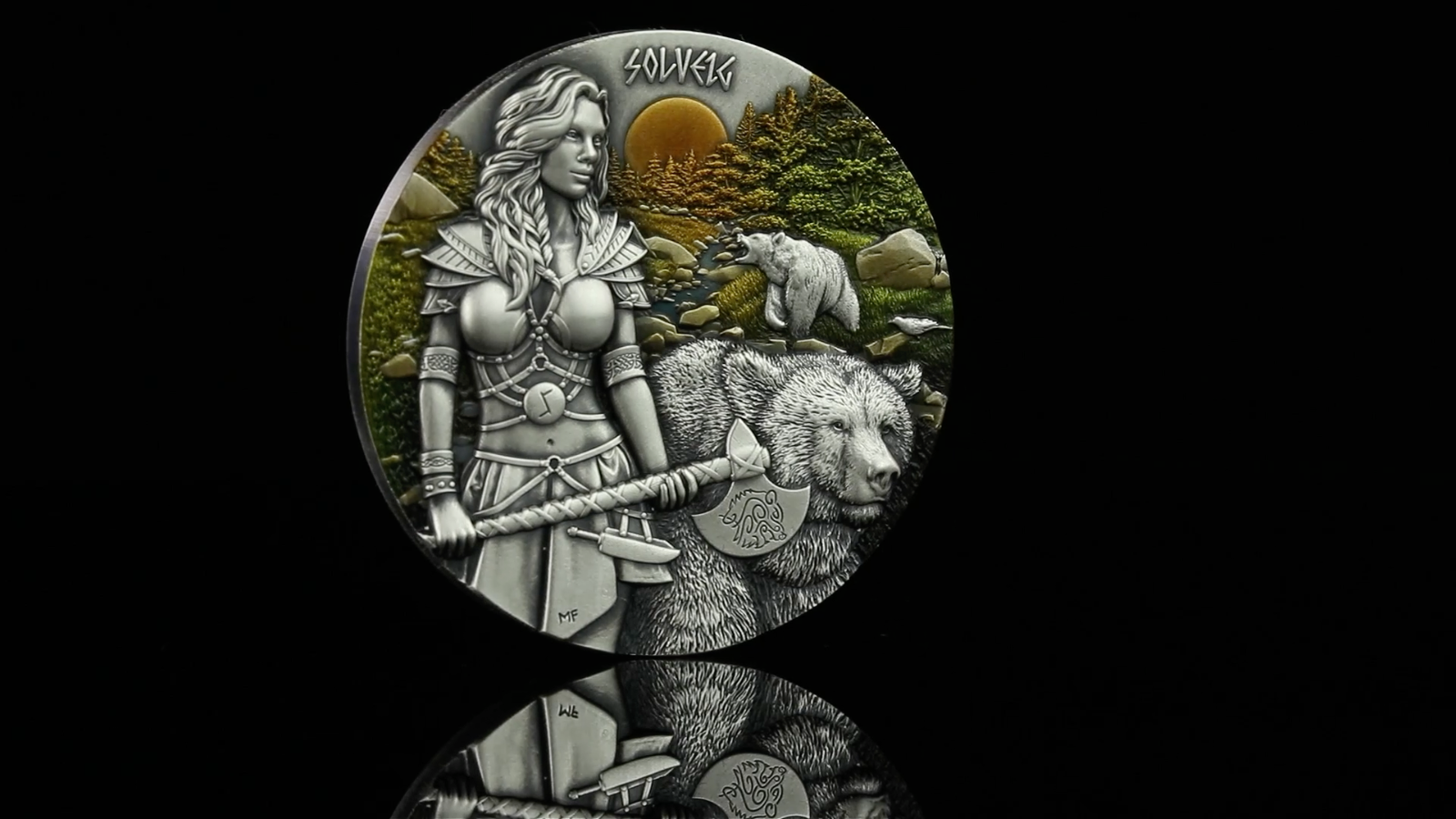 Valkyries Solveig 2 oz high relief silver coin antiqued Germania 2024 ...