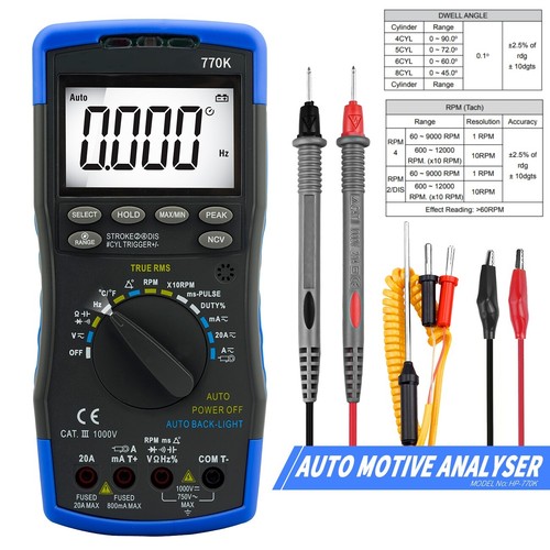 Automotive Multimeter Engine Analyzer Tacho Dwell Meter 60~12000 RPM 4 ...