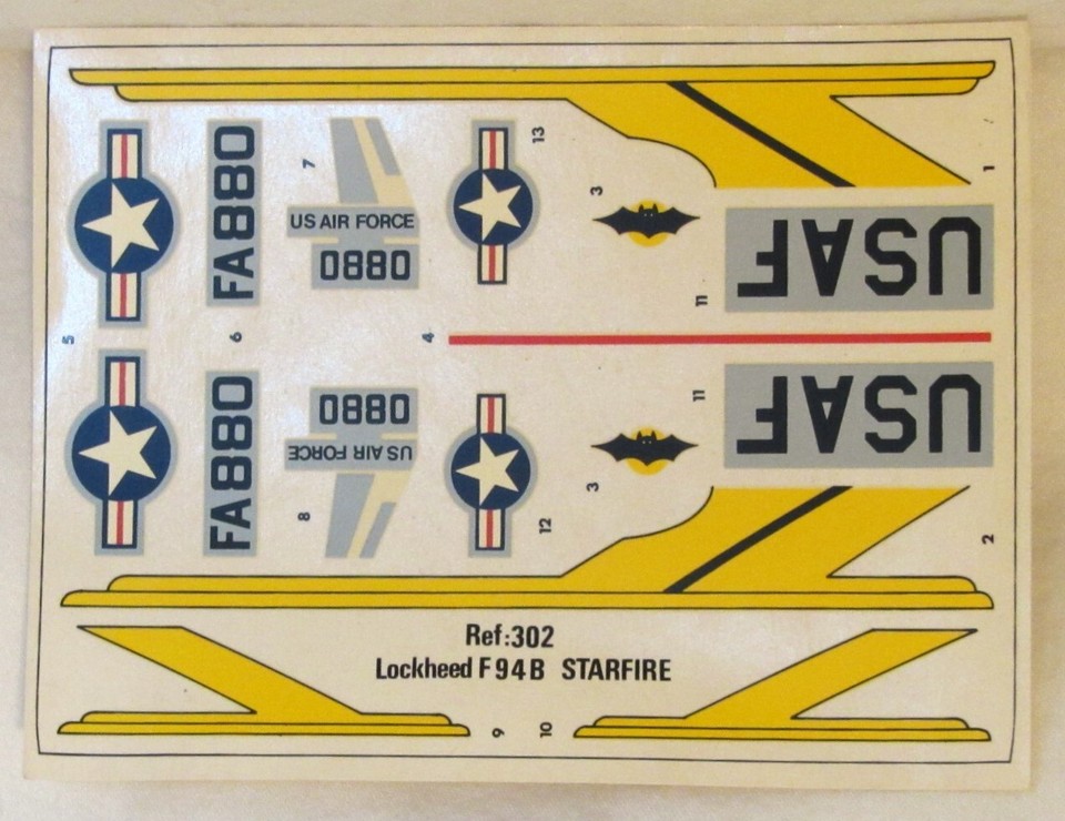 Heller #302 Humbrol Lockheed F-94B Starfire 1:72 Scale Decal | eBay