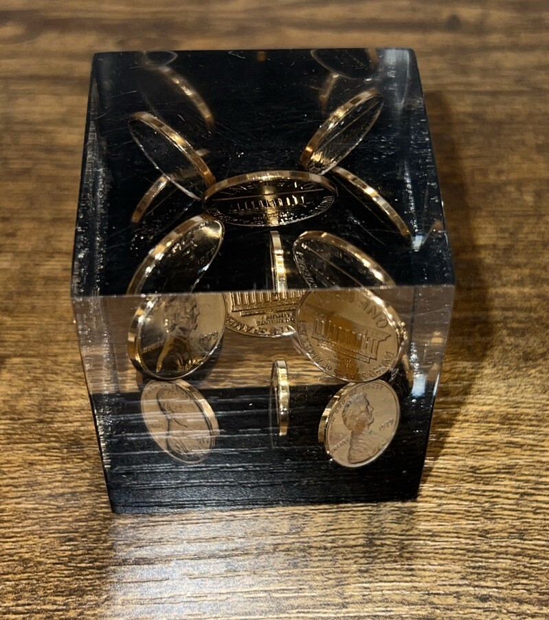 Vintage Lucite Coin Floating Pennies 1970’s Cube Paperweight 2” | eBay