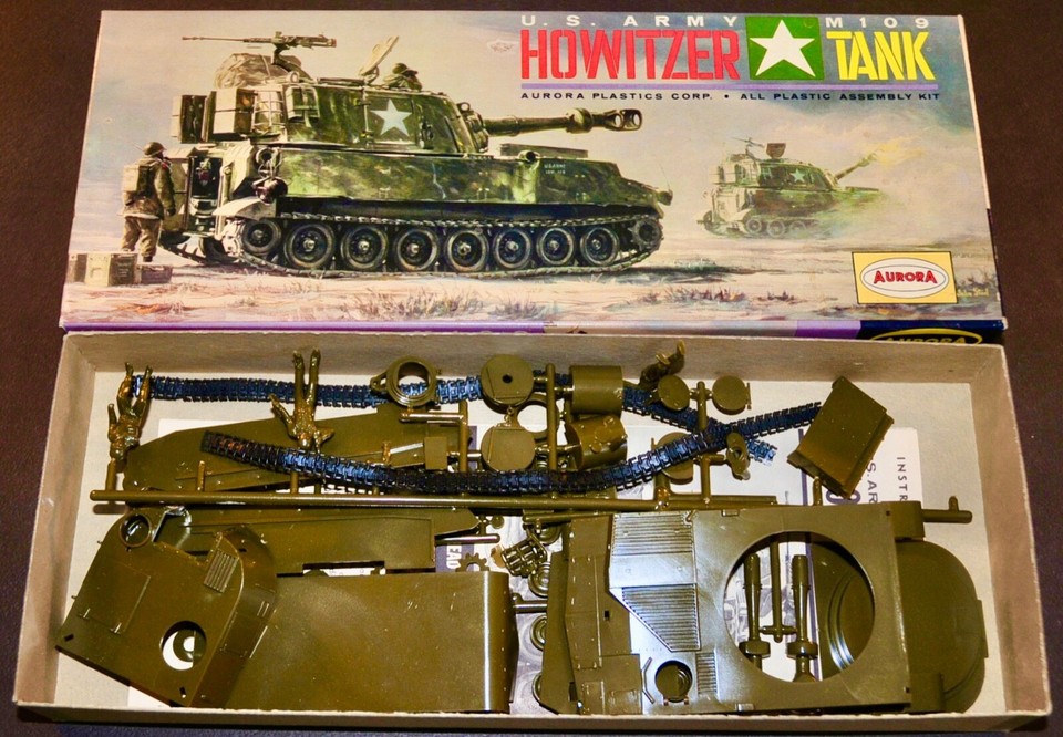 AURORA KIT NO 314-.129 U.S. ARMY M-109 HOWITZER TANK MODEL KIT - 1965 ...