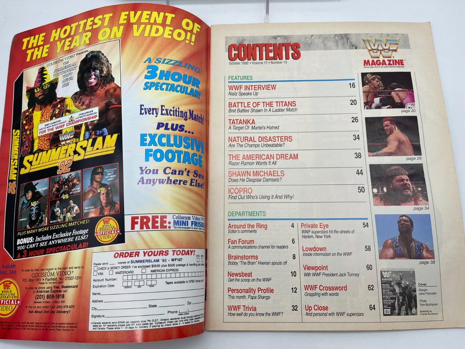 WWF Wrestling Magazine October 1992 Tatanka Chris Chavis Cover | eBay