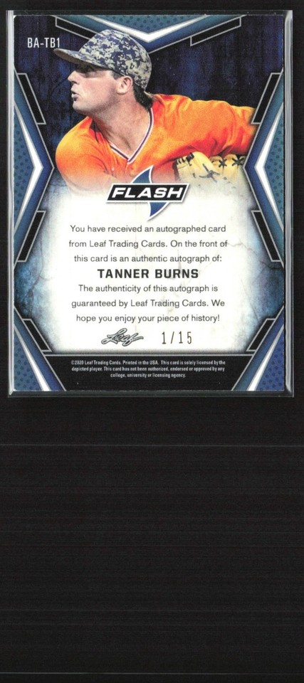Tanner Burns 2020 Leaf Flash Pink RC Auto /15 #BA-TB1 | eBay