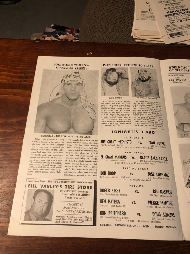 Vintage 05/17/1974 Houston, TX Paul Boesch Wrestling Program NWA/AWA ...