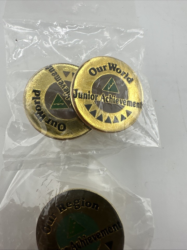 Junior Achievement 2 Our Region & 1 Our World 1" Lapel Pin Pushback ...