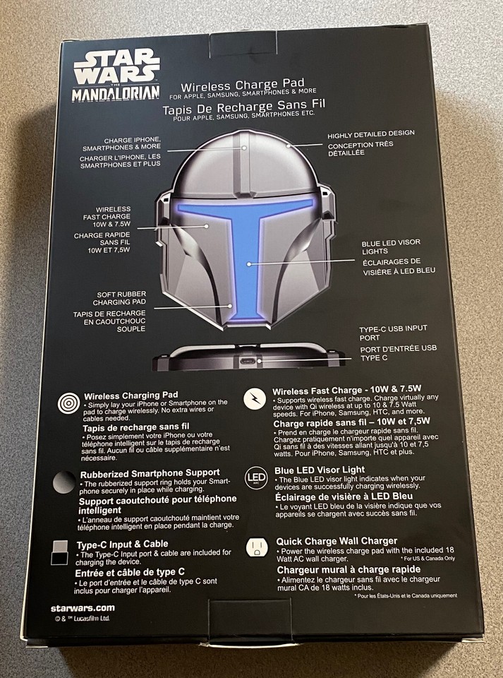 Star Wars The Mandalorian Wireless Charge Pad New 847509069752 | eBay