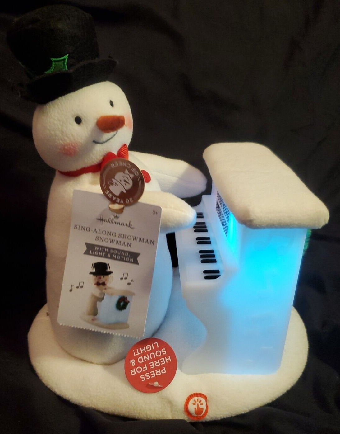 Hallmark 20th Anniversary Sing-Along Showman Snowman Plush Sound, Light ...
