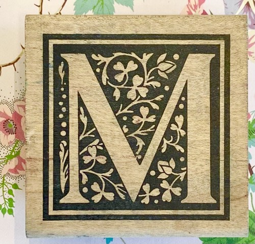 LARGE M INITIAL by JUDIKINS botanical illuminated renaissance monogram ...