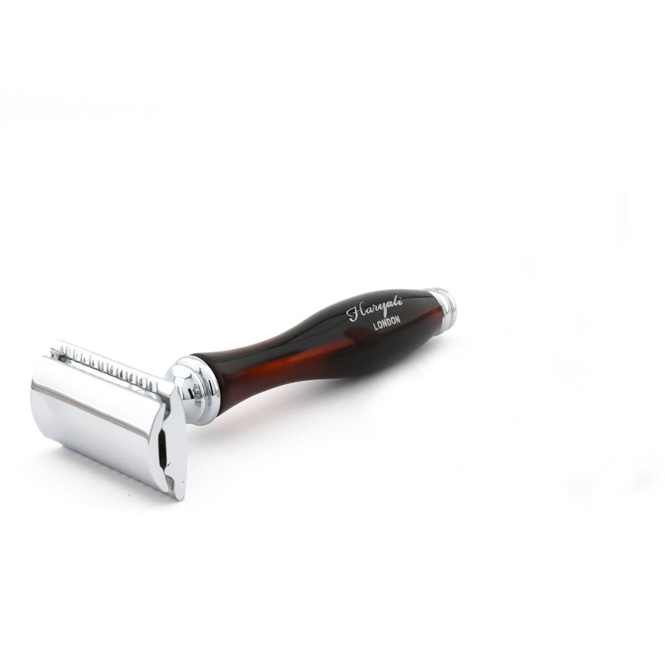 Double Edge Safety Razor For Men Long Resin Handle Traditional Shaving ...