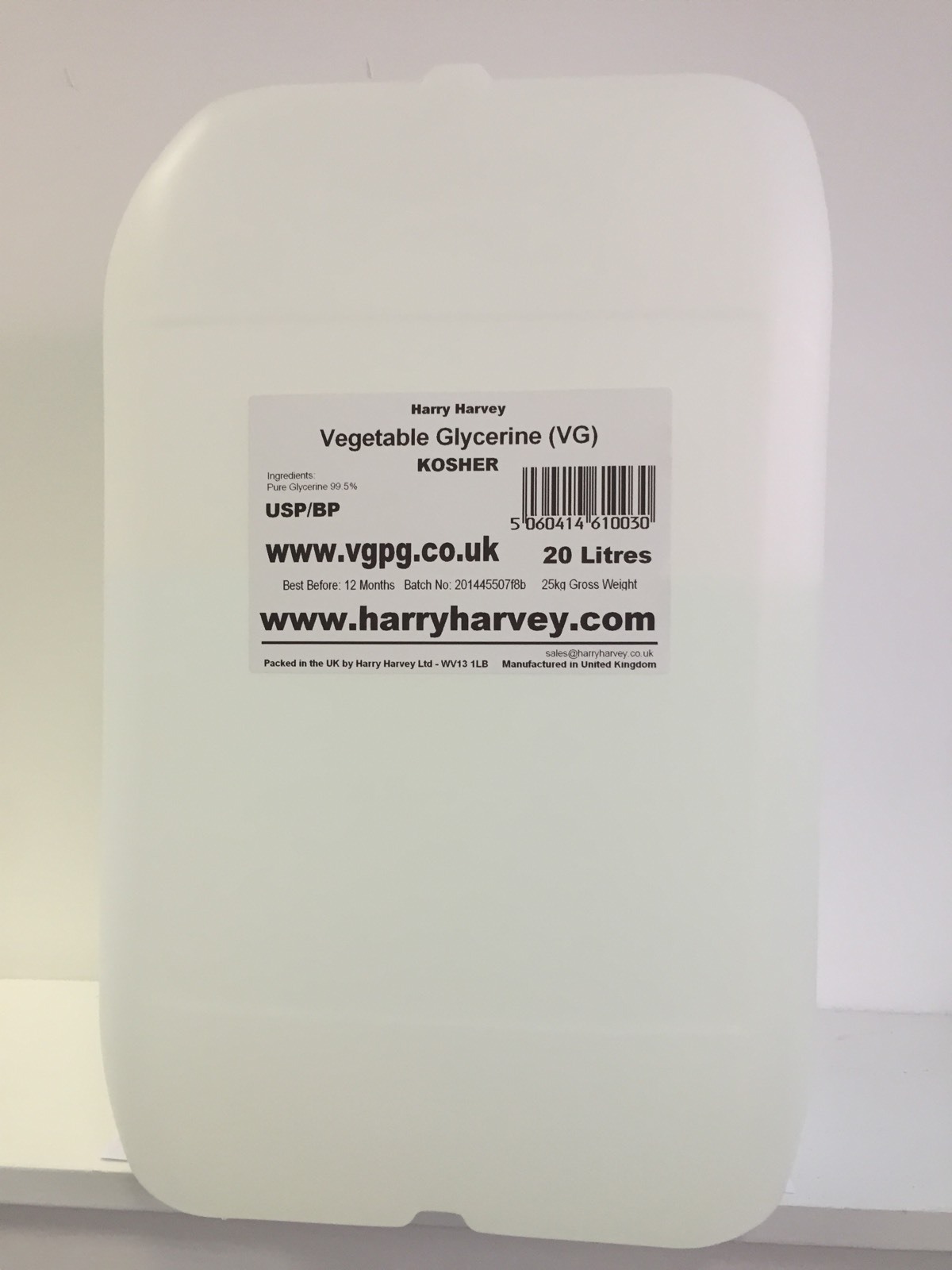 Glycerine Vegetable 20 Litre Food Grade Baking Kosher Cosmetic E422 ...