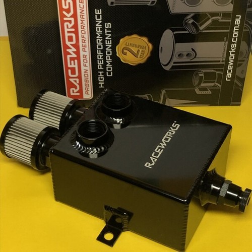 Raceworks ALY-155BK Oil breather catch can 1,6L 12AN Aluminium Black ...