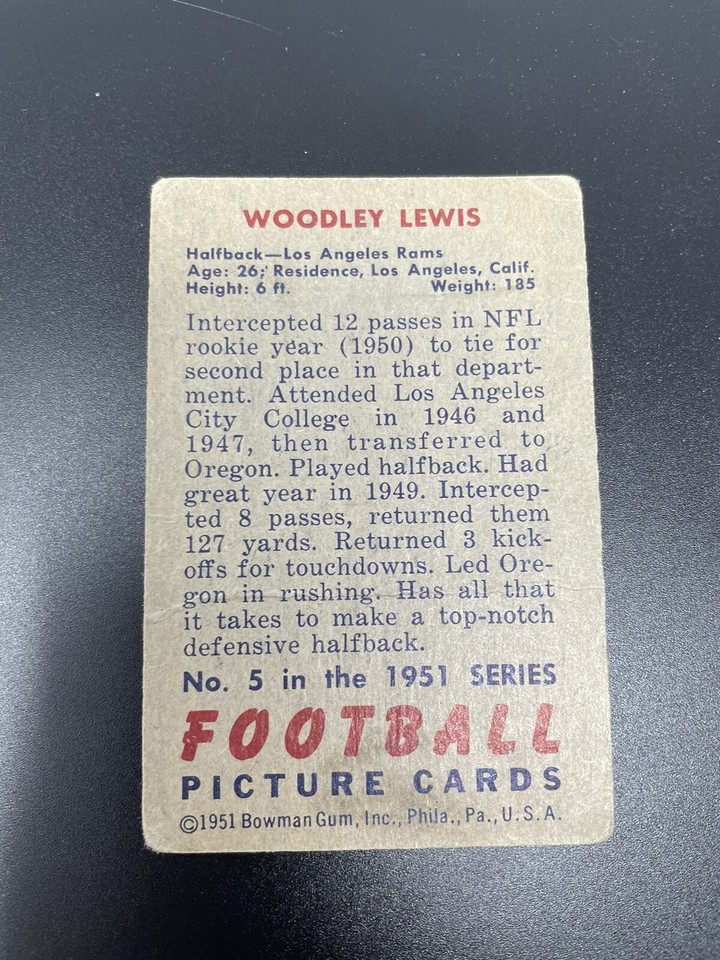1951 Bowman #5 Woodley Lewis Rams GOOD | eBay