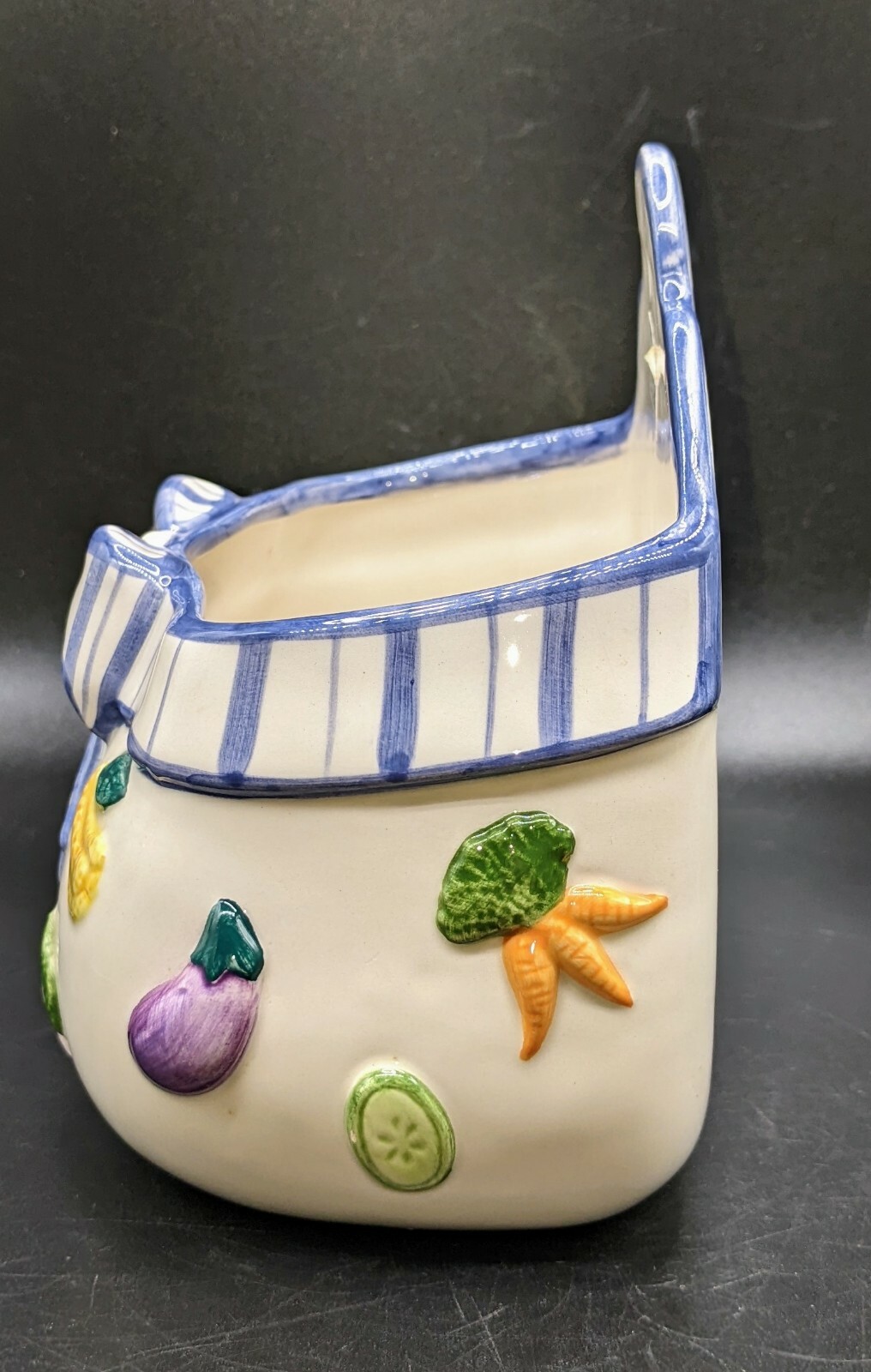 Vintage Fitz and Floyd “Vegetable Bowquet” Wall Pocket Veggie W/ Plaid ...