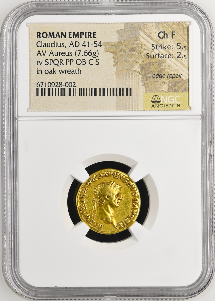 ROMAN EMPIRE "CLAUDIUS" AUREUS 41AD NGC CH F ANCIENT GOLD COINS CAESAR ...