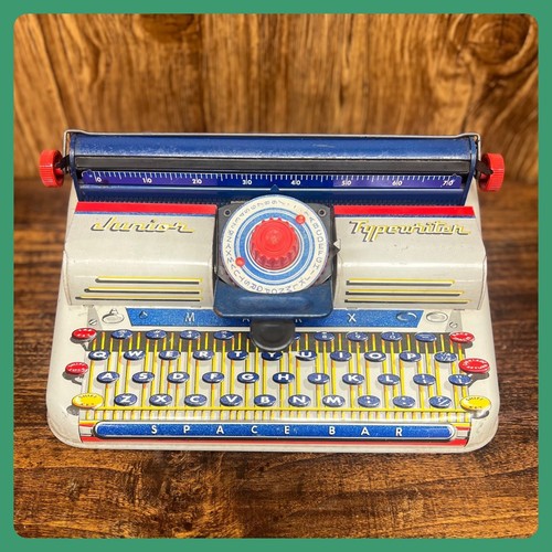 Vintage Marx Junior Typewriter Tin Toy Metal Litho Blue Red Collectible ...