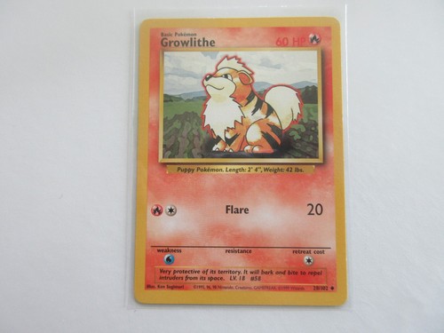 Growlithe Base Set Pokemon Card Played | eBay