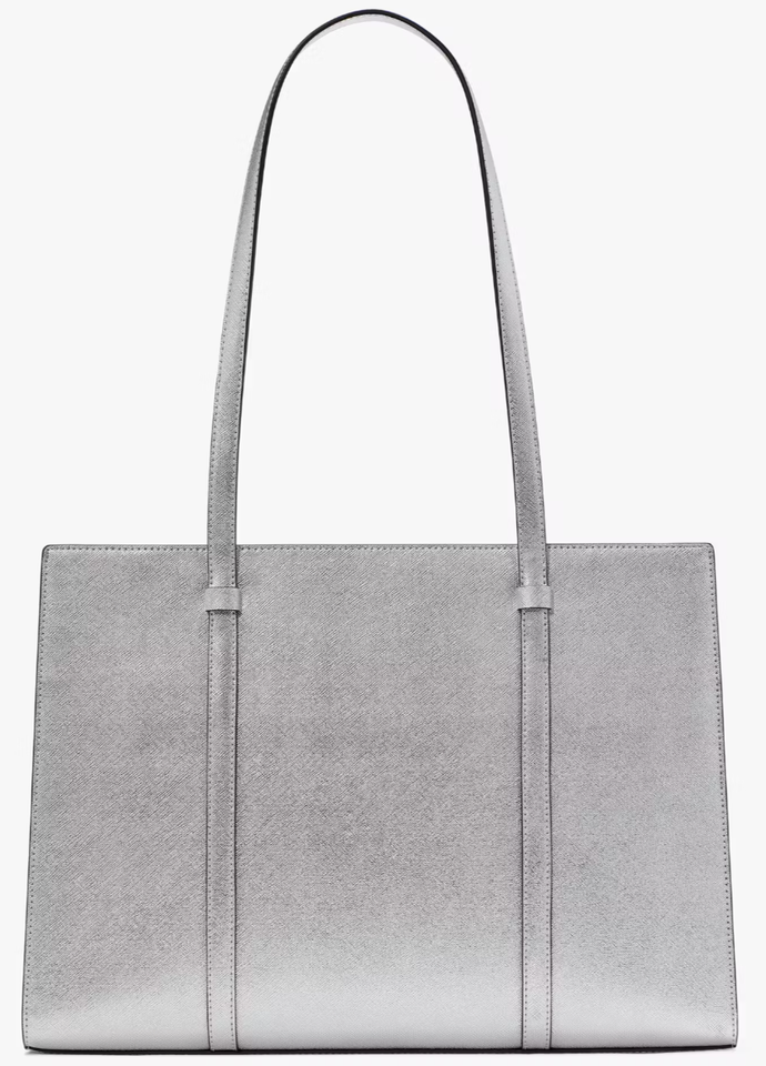 Kate Spade Kenzie Large Tote Bag KI965 Metallic Silver Purse NWT $359 ...
