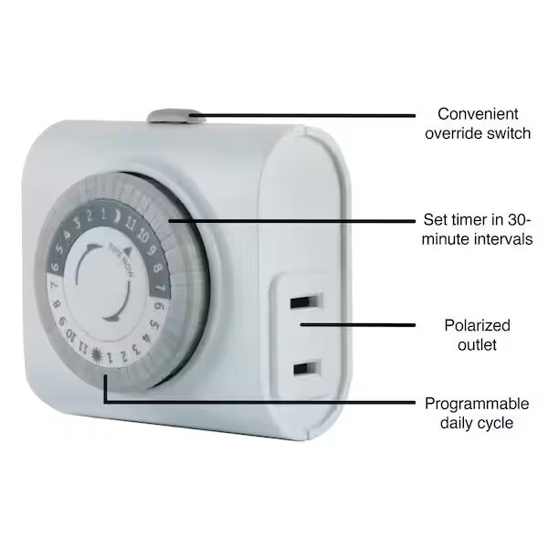Defiant 15 Amp 24-Hour Indoor Plug-In Mechanical Big Button Timer White ...