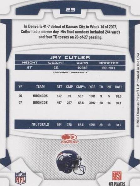2008 Leaf Rookies & Stars Jay Cutler #29 for sale | eBay