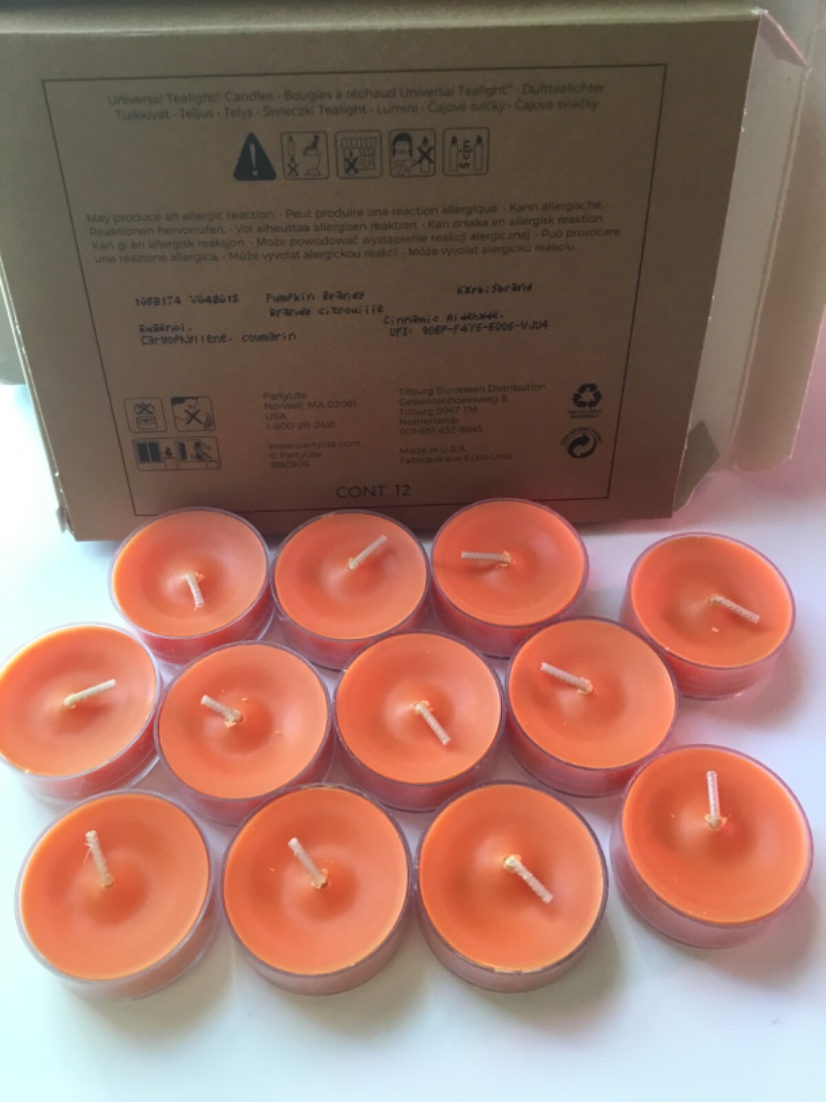 PARTYLITE TEALIGHTS Candles NEW BOX PUMPKIN BRANDY fall Halloween ...