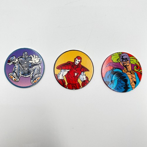 Marvel Iron Man Pogs Lot of 3 Arctic Hologram Armor Blacklash 1994 Toy ...