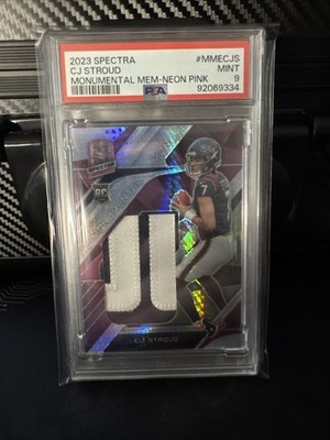 CJ Stroud PSA 9 /15 Monumental Mem Neon Pink POP 3 #MMECJS 2023 Panini ...