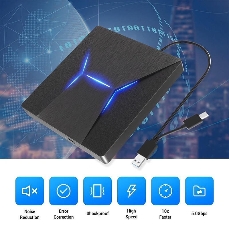 External Bluray Drive USB 3.0 Blu-ray Reader 3D DVD/CD Burner for PC ...
