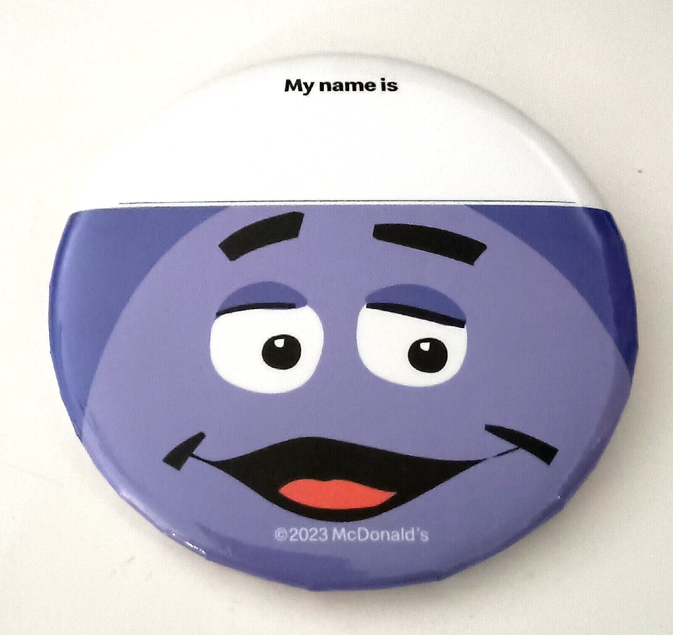 McDonald's Restaurants Grimace Employee Name Tag Button Pin NOS New ...
