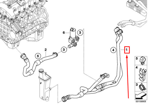 NEW BMW X3 E83 RADIATOR AND ENGINE RETURN HOSE 17123448462 3448462 ...