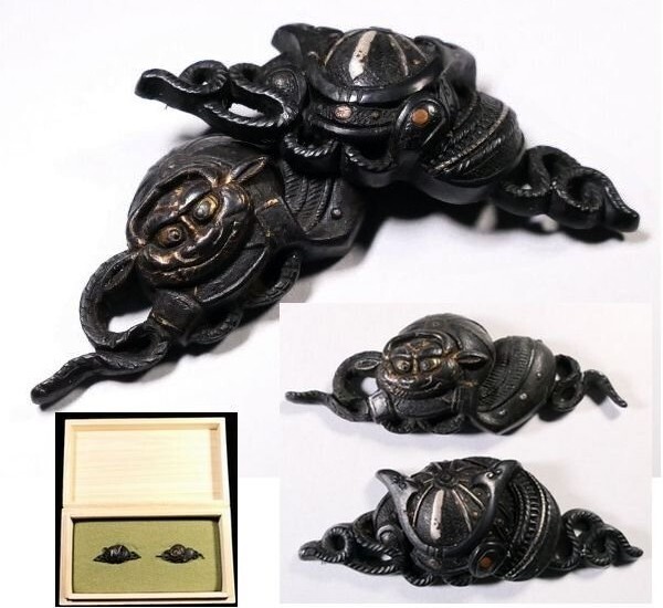 MENUKI Samurai Kabuto Armor Helmet Japanese Copper Sword Fitting Edo ...