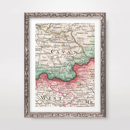COUNTY CAVAN IRELAND IRISH VINTAGE MAP ART PRINT Poster History Decor ...