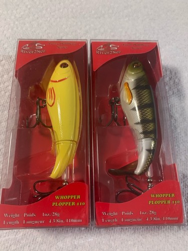 (LOT OF 2) RIVER2SEA WHOPPER PLOPPER 110. 1oz. BONE & PERCH NIP | eBay