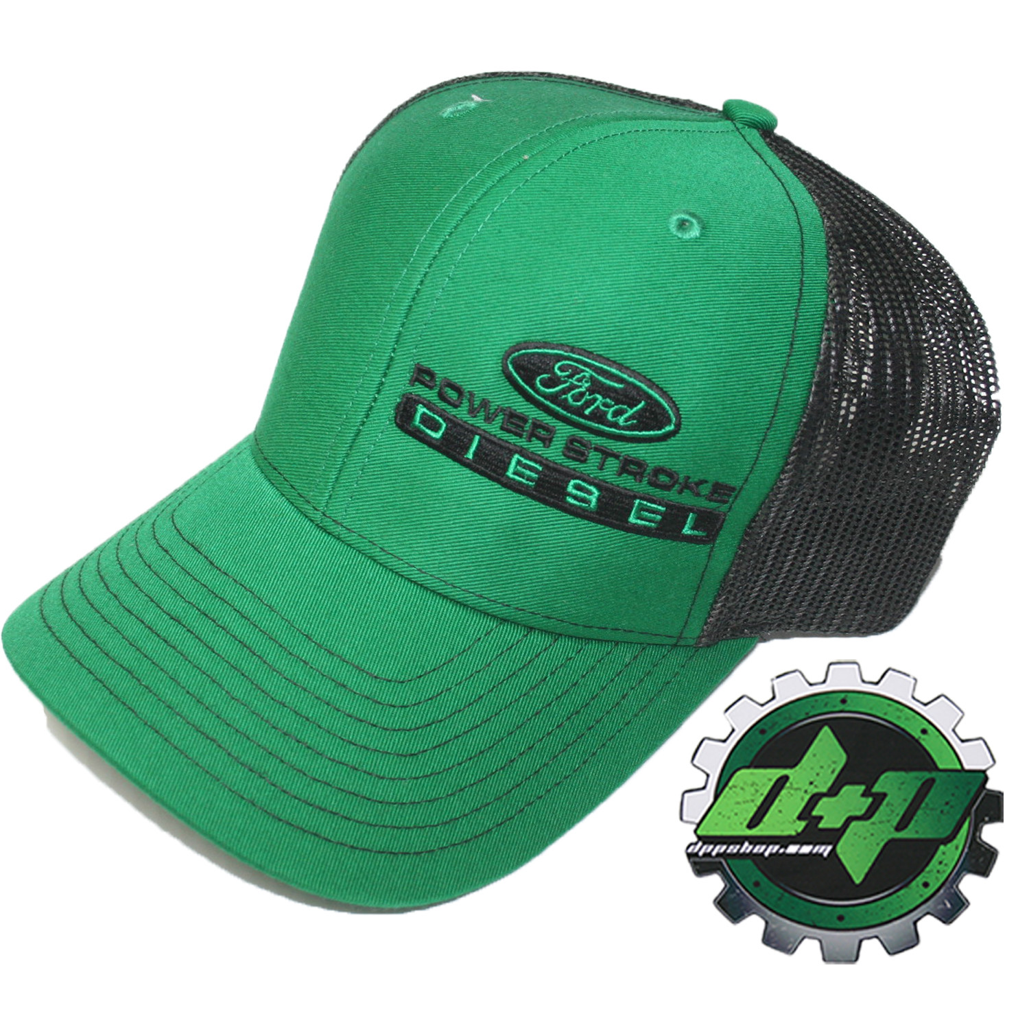 Ford Powerstroke richardson 112 hat truck diesel GREEN black mesh snap ...