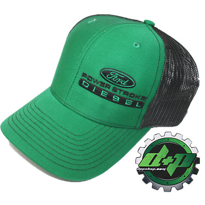 Ford Powerstroke richardson 112 hat truck diesel GREEN black mesh snap ...
