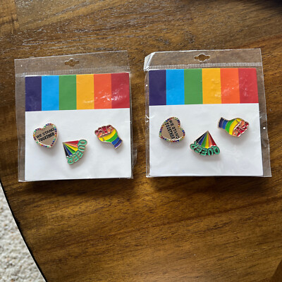 6 LGBTQ Pins / Badges PRIDE rainbow Enamel “ we stand together ...
