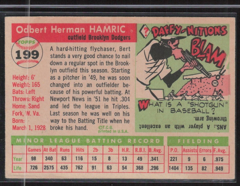 1955 Topps #199 Bert Hamric | eBay