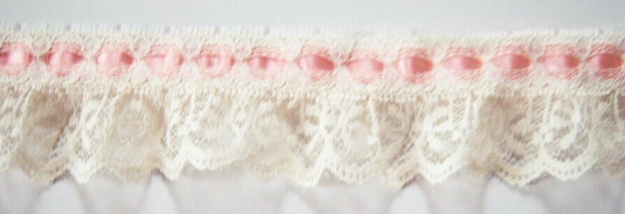 3 Yards Satin Ribbon Beaded Top 1 1/2" - 1 3/4" Wide Gathered Lace | eBay