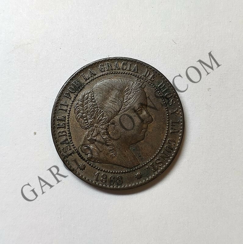 Isabel 2Nd Barcelona 1868 2 ½ Cents Of Shield EBC++ | eBay UK