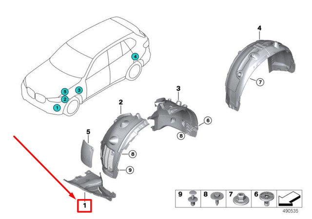 Genuine BMW OEM 51718090248 Cover Wheel Housing Bottom Right for sale ...