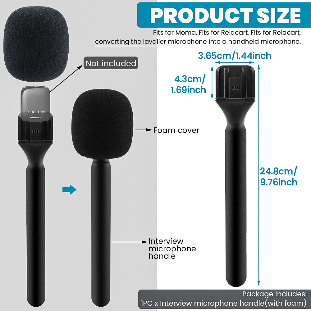 Interview Microphone Handle With Foam Wireless Handheld Adapter Fit For ...