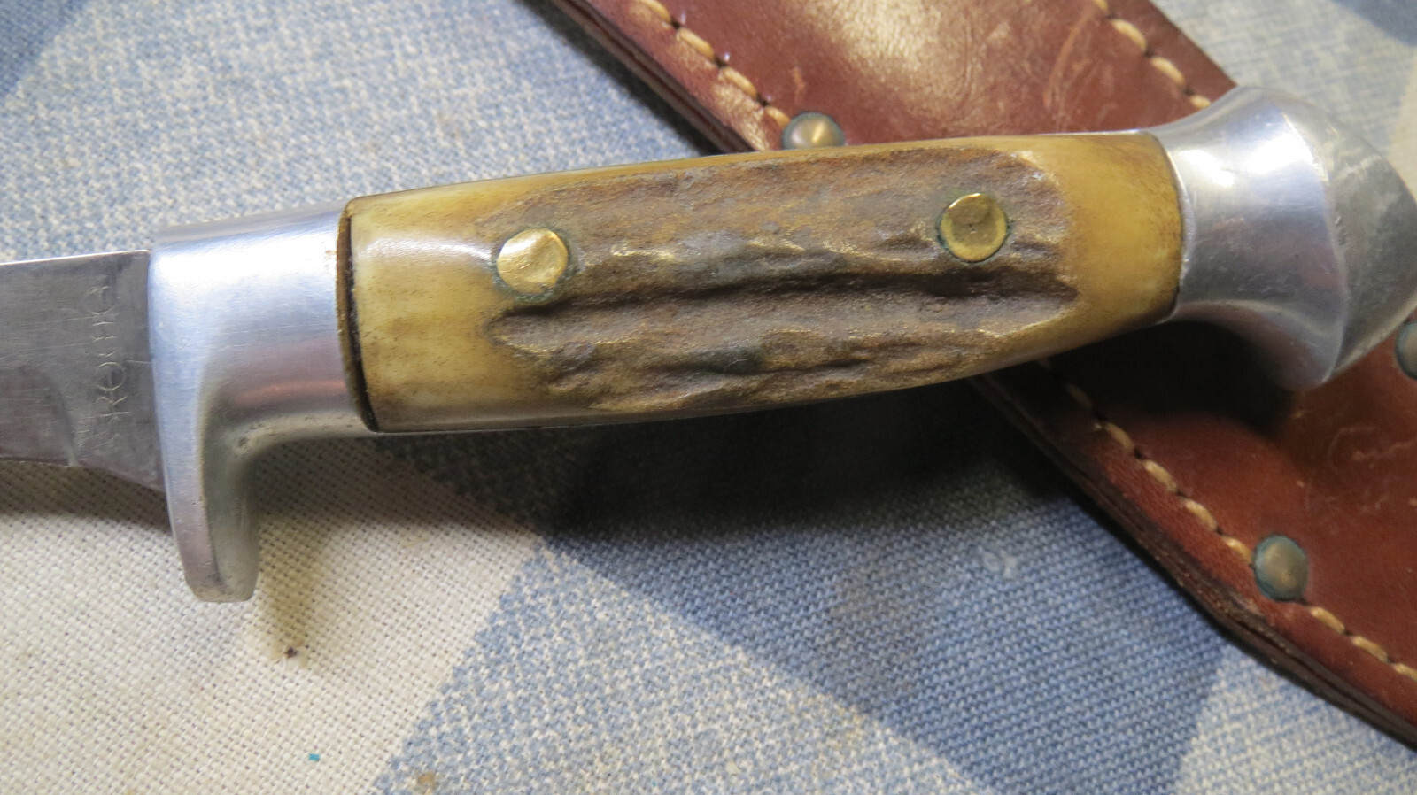 Vintage Stag Handle Soligen Germany ROMO w/ Arrow Fixed Blade Knife 4. ...