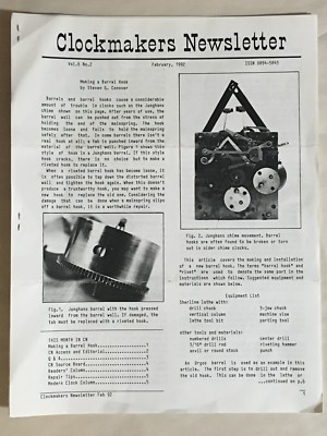 CLOCKMAKERS NEWSLETTER Vol 6 No.2 Feb 1992 Horological Clock Magazine ...