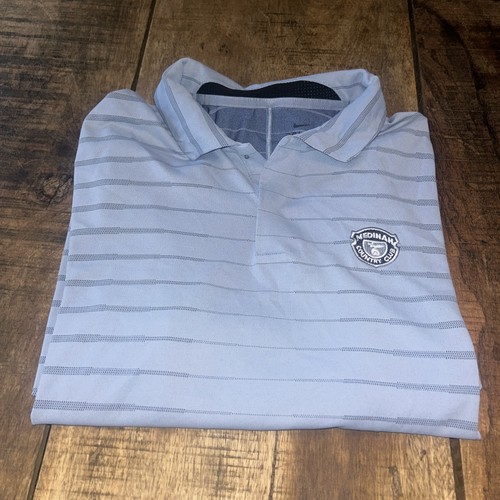 Medinah Country Club Polo Shirt Noke Medium Blue White Striped Golf ...