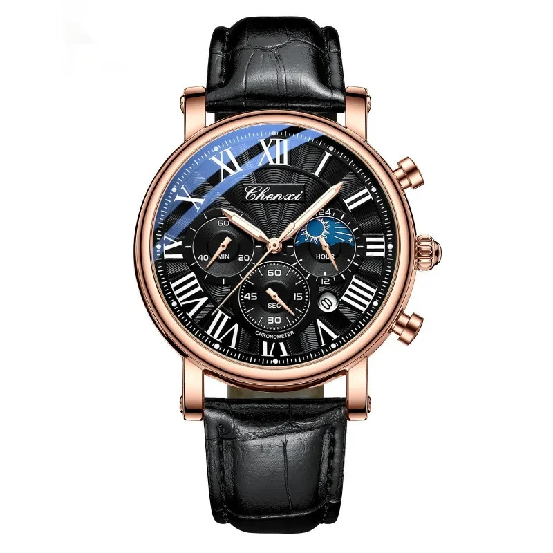 CHENXI Multifunctional Men's Business Moon Phase Calendar Waterproof ...