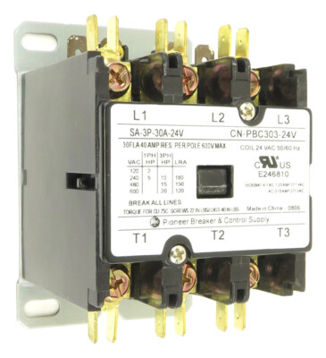 SA-3P-30A-24V Definite Purpose Contactor 30-Amp 3-Pole 24V Coil | eBay
