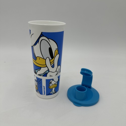 Tupperware 16 Oz Tall Iced Tea Tumbler Disney Donald Duck Flip Top Seal ...