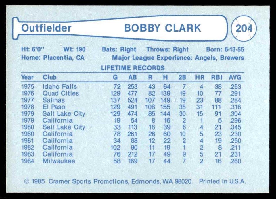 1985 Cramer Vancouver Canadians Bobby Clark Vancouver Canadians #204 | eBay